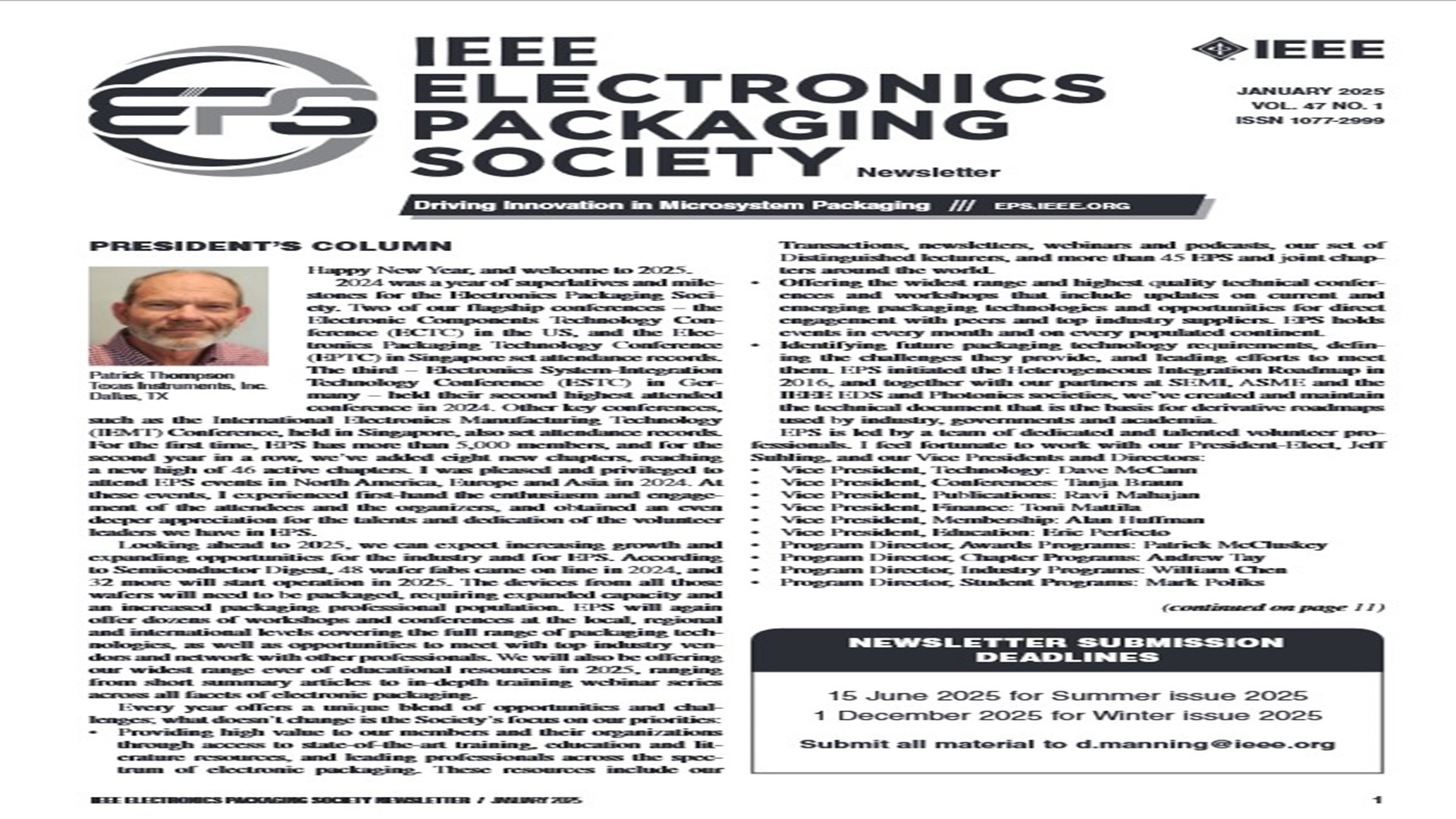 Electronics Packaging Society Newsletter Winter 2025 | URC | IEEE ...