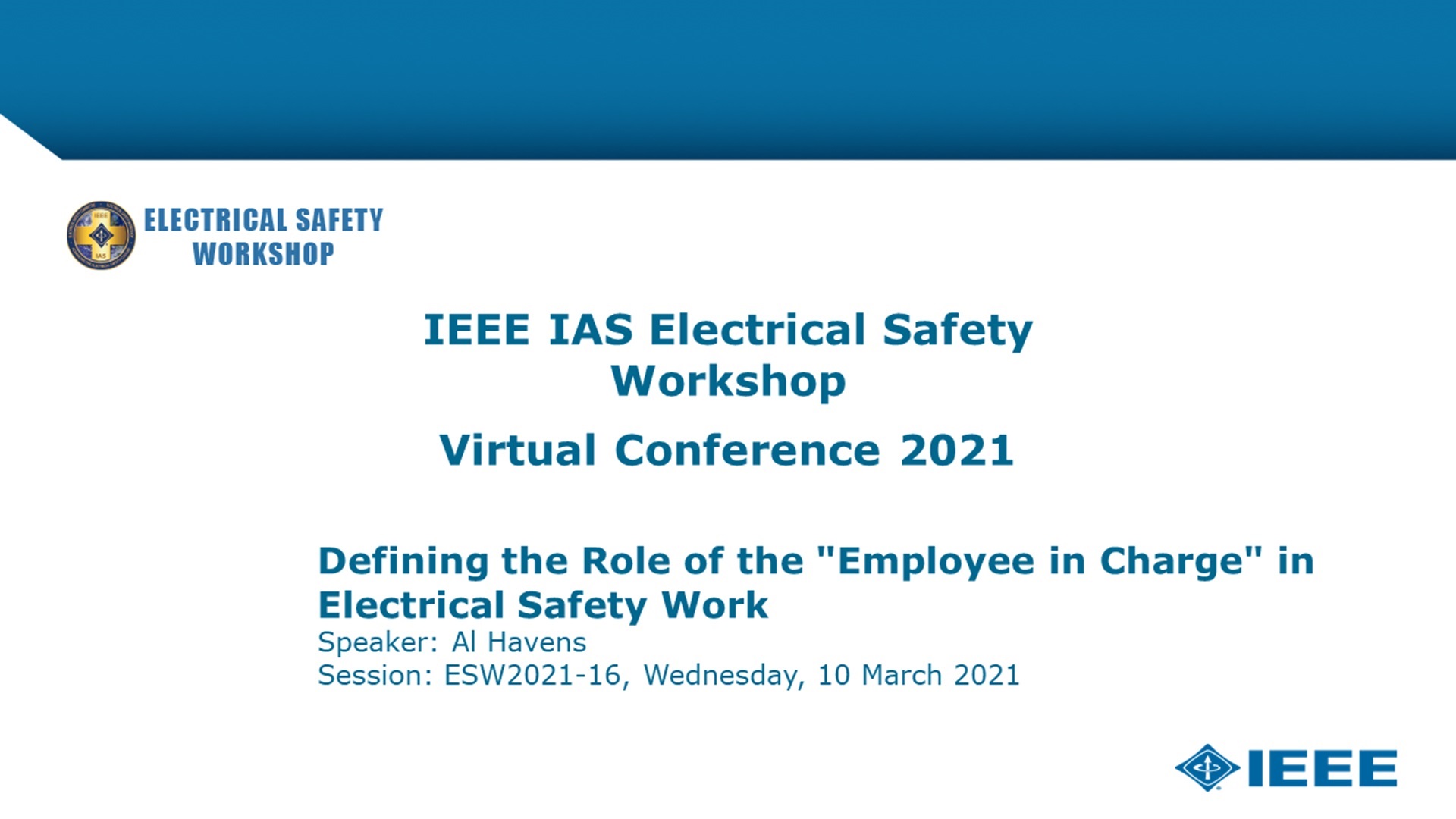 ESW2021-16: Defining the Role of the "Employee in Charge" in Electrical ...