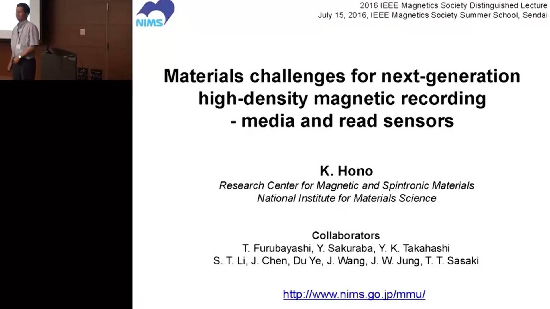 IEEE Magnetics Society DL 2016 - Kazuhiro Hono (Materials Challenges ...