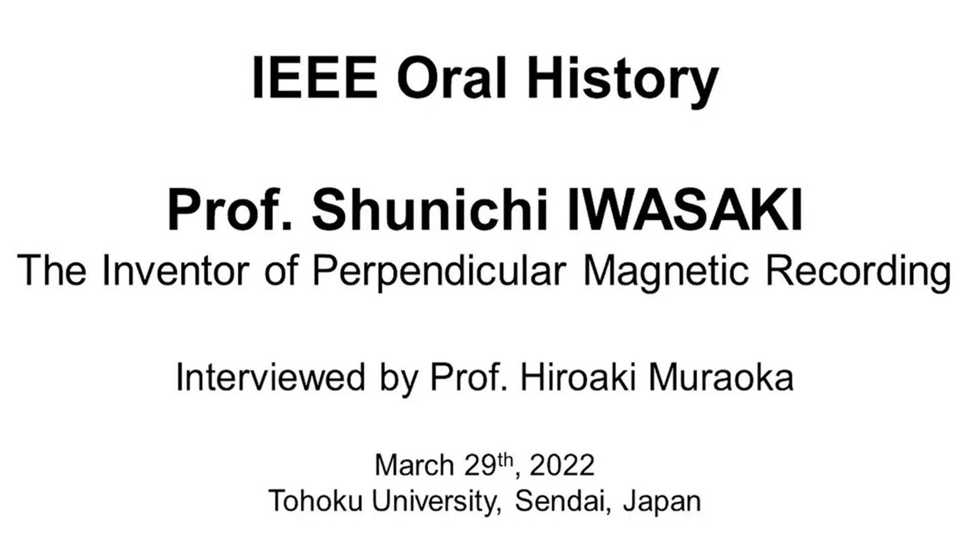 The Inventor of Perpendicular Magnetic Recording (by Prof. Shunichi ...